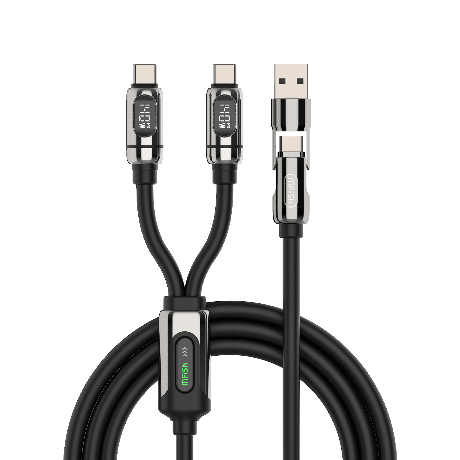 mfish Gemini Dragon Charging Cable (Dual Device, 140W, Real time displ
